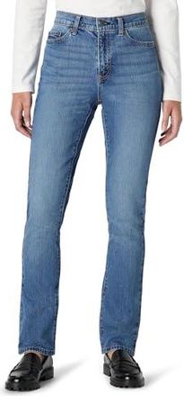 Amazon Essentials Jean Jambes Droites, Coupe Ajustée et Taille Mi-Haute, Élasticité Moyenne Femme, Bleu Moyen Vintage, 40-42