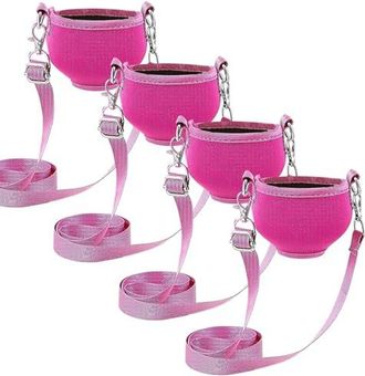 Generic Collier porte-vin - Porte-gobelet isolant, 4 manchons en tissu avec sangle de cou r&eacute;glable, support de verre &agrave; vin pour homme et femme