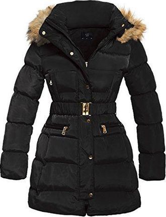 SS7 Femmes rembourré Capuche Fausse Fourrure Hiver Manteau Parka, Tailles 8 pour 16 - Noir, 40