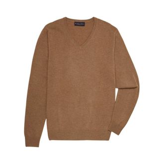 Brooks Brothers Homme, Pulls, Brun, Taille: M Pull en cachemire à col en V