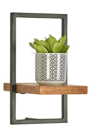 Landscape Wandregal, Schwarz, Akazie, Holz, Akazie, vollmassiv, 20x35x25 cm, Typenauswahl, hängend, Wohnzimmer, Regale, Wandregale