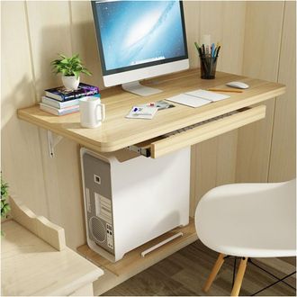 Generic An Der Wand Montierter Desktop-Computertisch, Robuste B&uuml;rowerkbank Aus Holz, Platzsparender Schwebender Arbeitstisch, 70 Kg Tragf&auml;higkeit for Schlafzi