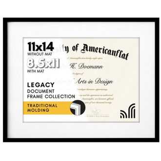 Americanflat Diplomrahmen mit bruchfestem Glas, 28,5 x 27,9 cm, mit Passepartout oder Display, 28,9 x 35,6 cm, Dokument ohne Passepartout, Legacy-Kollektion, Urkun