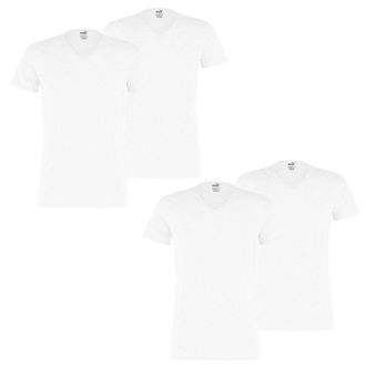 Puma 4 er Pack Basic V Neck T-Shirt Men Herren Unterhemd V-Ausschnitt, Farbe:300 - White, Bekleidungsgr&ouml;&szlig;e:XL