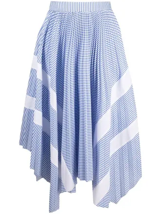 Palm Angels jupe mi-longue pliss&eacute;e &agrave; fines rayures - Bleu
