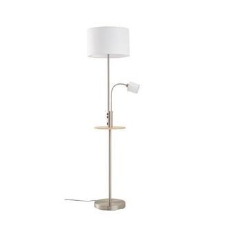 Lindby Lampadaire Tissu Aovan avec une connexion USB (Moderne) en Gris Métal e. a. pour Salon & Salle à manger (1 lampe,à E27), Sur Pied Lampe a de Sol