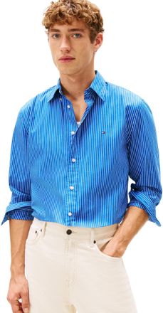 Tommy Hilfiger Herren Core Hairline Poplin Rf Mw0Mw41399 L/S Shirt, Blue (Vibrant Indigo/Stripe), XL