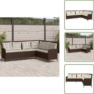 vidaXL Gartensofa in L-Form mit Kissen Braun Poly Rattan - Gartensofa - Gartensofas - Outdoor Sofa - Terrassensofa