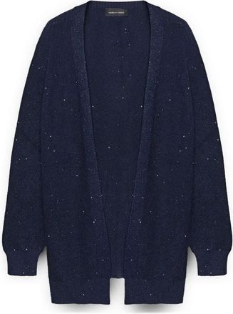 Fiorella Rubino Femme, Pulls, Bleu, Taille: 36/38 FR Long Cardigan with Sequins