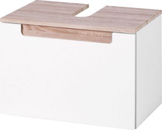 Held Möbel 316.3022 Siena Unterbeckenschrank 1 Metallauszug, 60 x 40 x 35 cm, Hochglanz-weiß Eiche-Sonoma