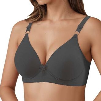 Generic 2026 Soutien-gorge pour femme en jacquard avec bonnets minces Sous-v&ecirc;tements moyens et &acirc;g&eacute;s Grande taille en stock sans armatures, Noir, 70