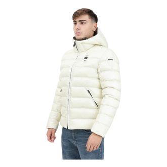 Blauer Wei&szlig;e Pufferjacke mit Karomuster - - Jackets - Herren - Beige - L