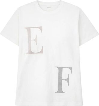 Elisabetta Franchi Femme, Tops, Blanc, Taille: 36 FR T-Shirt avec Inscription Devant