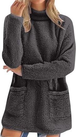 Generic Sweat-shirt pour femme - Couleur unie - Col rond - Manches longues - Automne - Hiver - D&eacute;contract&eacute; - Confortable - Tendance - Confortable - Chaud - Un