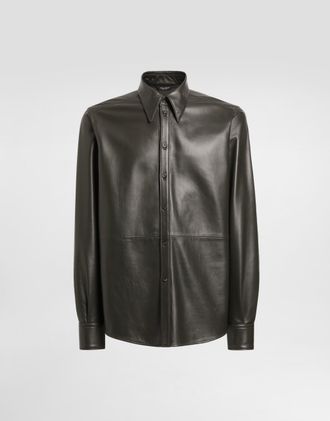 Dolce & Gabbana Nappa Leather Shirt - Mann M&auml;ntel Und Jacken Green 50