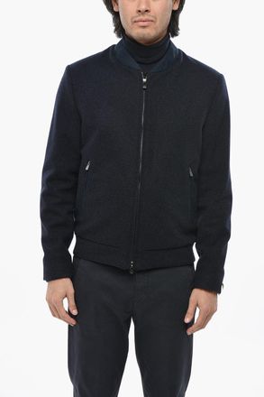 Corneliani Virgin Wool Bomber Jacket SPORTWEAR with Front Zip Corneliani