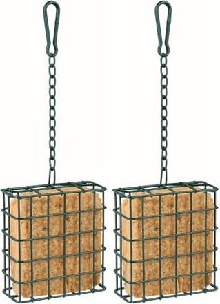 Flamingo Meisenkn&ouml;delhalter - Smilla Gr&uuml;n - 10 cm - F&uuml;r Fettbl&ouml;cke/Meisenkn&ouml;del - Metall mit Kette - Flamingo (Packung mit 2)