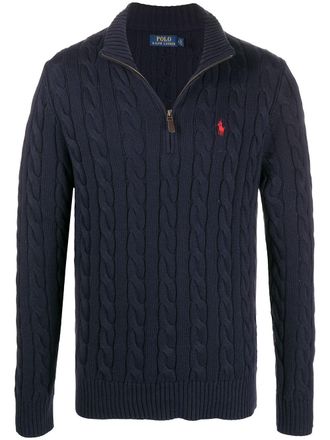 Polo Ralph Lauren pull à col montant zippé - Bleu