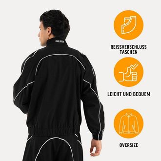 Smilodox Outdoorjacke Kyson, Trainingsjacke Herren, Oversize Sportjacke, Trackjacke, Gym Baggy, Kontrastpaspeln, Stehkragen, Zip, Taschen