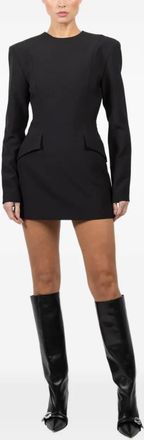 Ronny Kobo Alana padded-shoulder long-sleeve mini dress - Schwarz