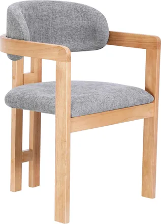 MID.YOU Mid.you Armlehnstuhl, Grau, Eiche, Holz, Textil, Kautschukholz, massiv, eckig, 60x80x52 cm, Esszimmer, St&uuml;hle, Esszimmerst&uuml;hle, Armlehnenst&uuml;hle