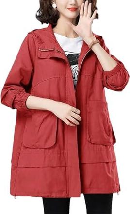 Generic Trench-Coat À Capuche Pour Femme - Manteau Mi-Long Ample À Manches Longues Pour Femme