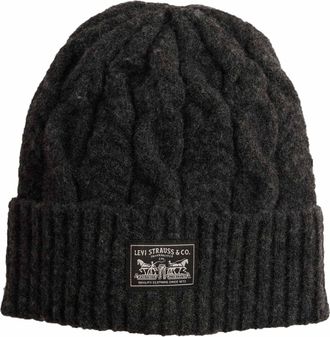 Levi's Womens Backpatch Beanie - Holiday Cable Knit Strickmützen für Damen, Color Light Heather Grey, One Size