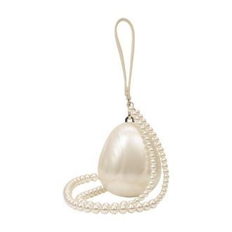 Simone Rocha Womens Pearl-Incrusted Acrylic Micro Egg Pouch White