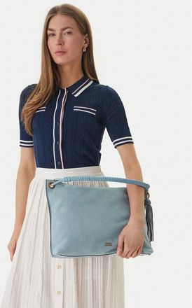 Tommy Hilfiger Handtasche Th Statement Leather Bag Suede AW0AW18402 Hellblau