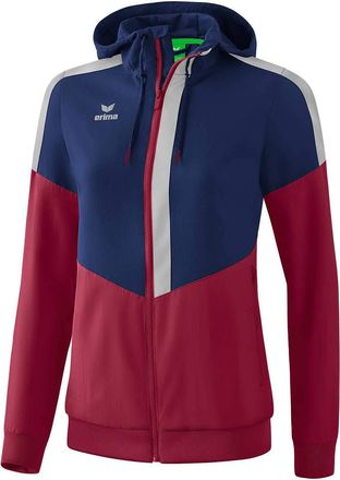 Erima Damen Squad Tracktop Jacke mit Kapuze (1032020), new navy/bordeaux/silver grey, 42