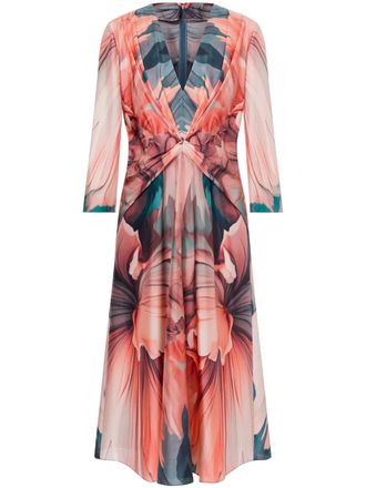 Alberta Ferretti robe en soie à fleurs - Bleu