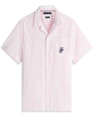Tommy Hilfiger Kurzarmhemd mit Blockstreifen und Monogramm-Stickerei, Regular Fit in