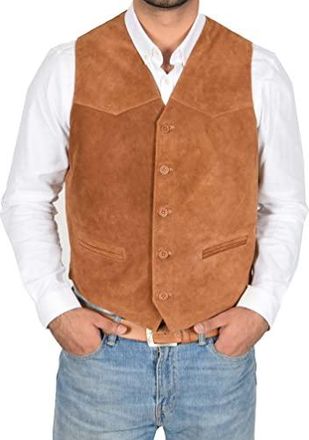 House Of Leather Don Gilet en daim véritable pour homme, peau, XXL