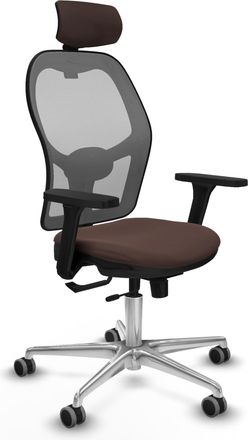 Piqueras y Crespo Ergonomischer Stuhl mit 3D-Armen, h&ouml;henverstellbare Lendenwirbelst&uuml;tze und h&ouml;henverstellbares Kopfteil, Grau/Dunkelbraun