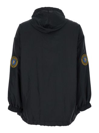 Balenciaga Mens Black Jacket With Logo Details Polyester Coat