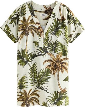 Next Minikleid Kaftan-Minikleid mit Leinenanteil (1-tlg)