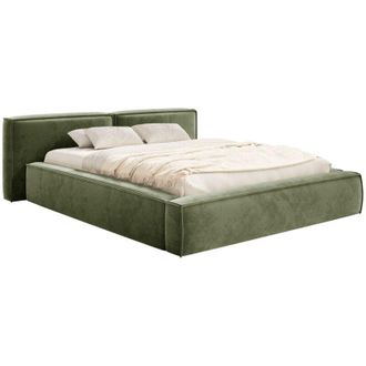 Selsey Selsey Tilves Low - Polsterbett 180x200 mit Bettkasten und Lattenrost, Velours, olivgr&uuml;n