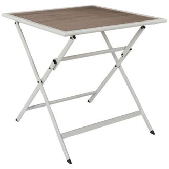 The Home Deco Factory Table Metal Blanc Effet Bois Barcelone 70x70
