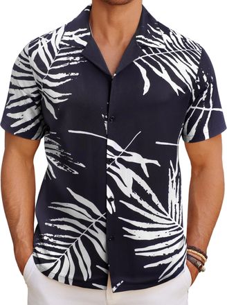 Coofandy Hawaii Hemd Männer Hawaiihemd Kurzarm Leichtes Sommer Strandhemd Funky Sommerhemden Kurzarmhemd Urlaubshemd Hawaii Shirt Beach Hemd Regular Fit Silhou