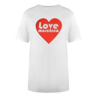 Moschino Herz-logo Wei&szlig;es T-shirt