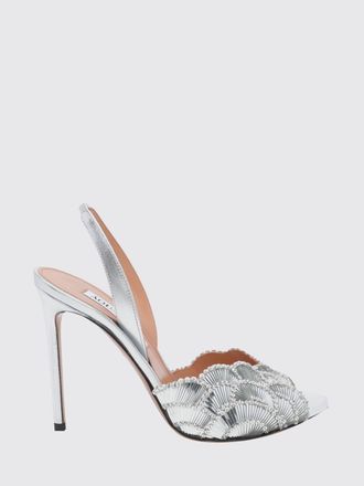 Aquazzura Slingback-Sandalen aus laminiertem Nappaleder mit Kristallen und hohen Abs&auml;tzen