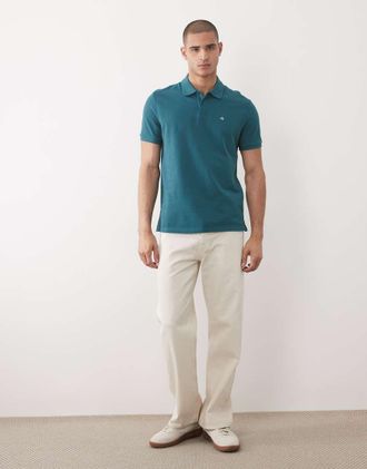 Calvin Klein Jeans Polo en piqu&eacute; avec monogramme - Sarcelle-Bleu