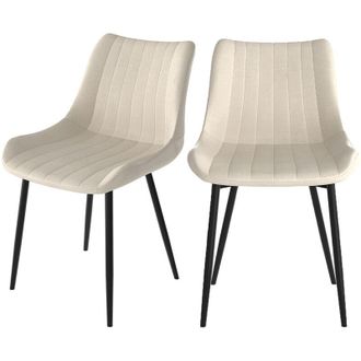 Rendez-Vous D&eacute;co Rendez-vous D&eacute;co - Lot de 2 chaises en tissu beige et m&eacute;tal noir - killi