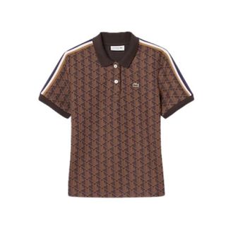 Lacoste Slim Fit Polo in Jacquard con Monogramma - - Tops - Damen - Braun - S