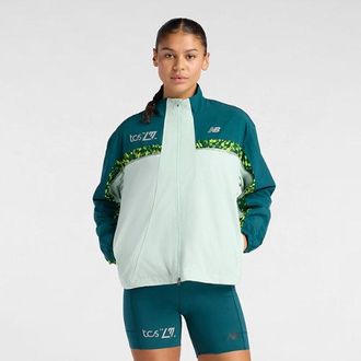 New Balance Damen London Edition Marathon Jacket in Gr&uuml;n, Polyester, Gr&ouml;&szlig;e XL