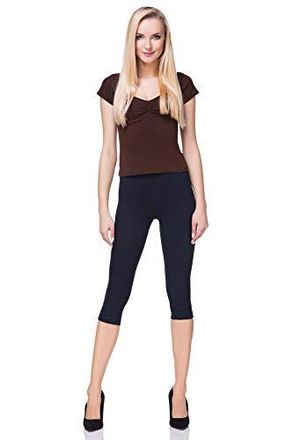 FUTURO FASHION Legging Court en Coton - très Confortable - Grandes Tailles - Bleu Marine - 48/50 (XXXL)