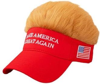 Generic Chapeau avec cheveux « Make America Great » - Président Donald Trump - Réglable - Rouge