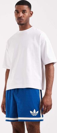 adidas Originals Short en maille jet&eacute;e - Bleu fonc&eacute; et blanc