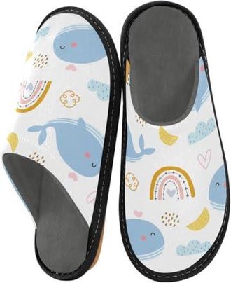 HMZXZ Pantoufles en forme de baleine de dessin anim&eacute; pour homme et femme, motif coeur oc&eacute;an, chaussons dint&eacute;rieur pour la maison, la chambre &agrave; coucher, les 