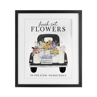 Stupell Industries Kunstdruck Fresh Flowers Picked Daily White Framed Under Glass, Design von Lettered and Lined, 53,3 x 43,2 cm